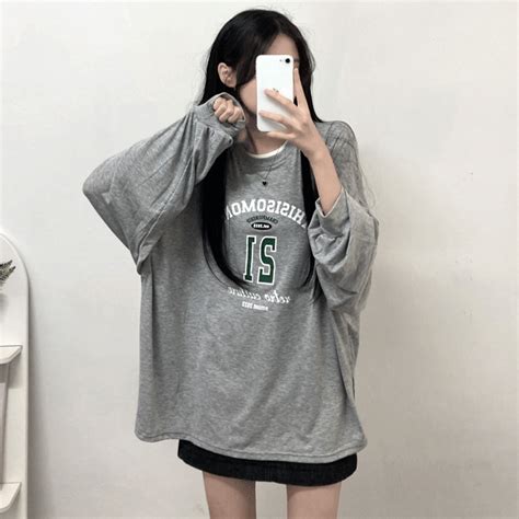 [완전여리 ] 찰랑 레터링 옆트임 루즈핏 긴팔 티셔츠 에이블리