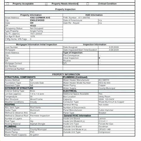 Plumbing Inspection Report Template