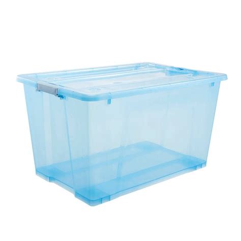 All Set 50l Blue Translucent Clear Modular Storage Container Bunnings Australia