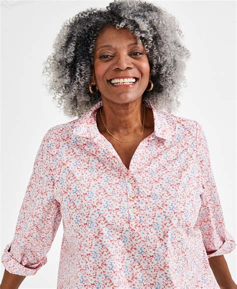Style And Co Plus Size Perfect Popover Printed Top Created For Macys