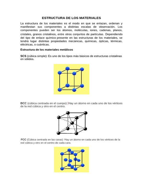 Estructura De Los Materiales Y Ejemplos Pdf