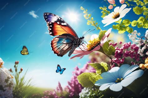 Mariposas En Una Flor Fondos De Pantalla E Imágenes Foto Premium