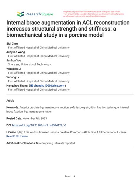 Pdf Internal Brace Augmentation In Acl Reconstruction Increases