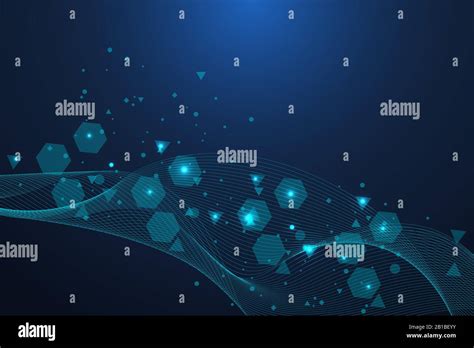 Science Network Pattern Connecting Lines And Dots Technology Hexagons Structure Or Molecular