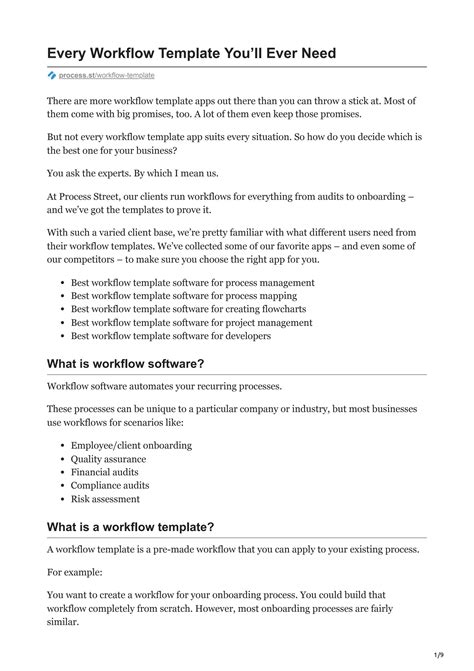 Every Workflow Template Youll Ever Need By Processstreet1 Issuu