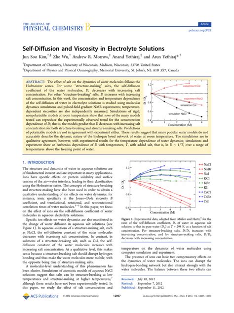 Kim Selfdiffusionandviscosity 2012 Pdf Viscosity Applied And