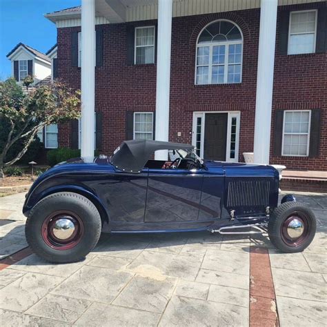 1932 Ford Roadster Convertible Blue Rwd Automatic Hotrod For Sale