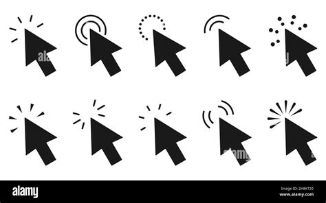 Computer Mouse Click Cursor Gray Arrow Icons Set Vector Stock Vector