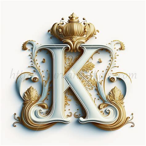 Digital Download Letter K Crown On Whitish Background Alphabet