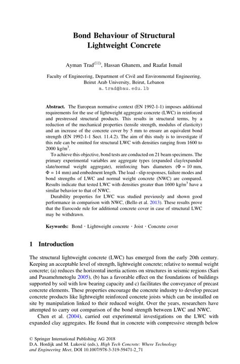 Pdf Bond Behaviour Of Structural Lightweight Concrete