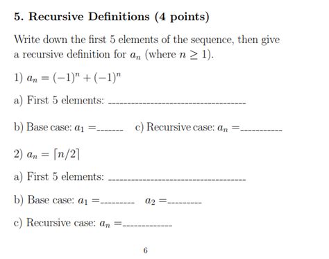 Solved 5 Recursive Definitions 4 Points Write Down The