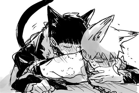 Rule 34 Arataka Reigen Biting Black Hair Blonde Hair Blonde Hair Male