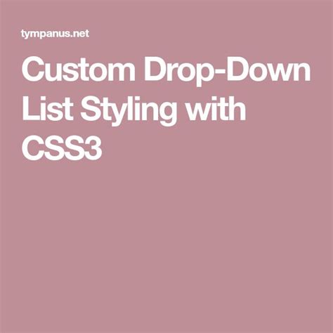 Custom Drop Down List Styling With Css