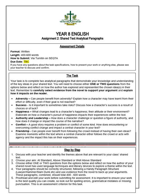 8eng Analytical Paragraphs Task Sheet Pdf Intertextuality