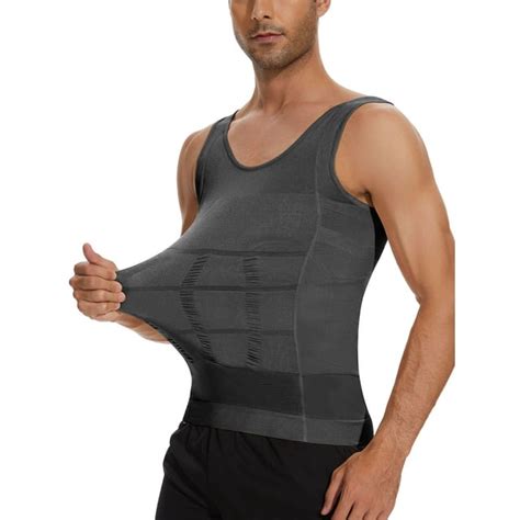 Qric Mens Gynecomastia Compression Shirts Slimming Undershirt Body