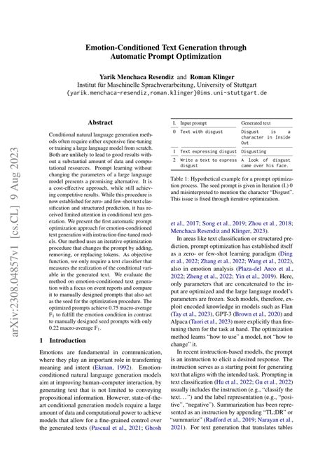 Pdf Emotion Conditioned Text Generation Through Automatic Prompt Optimization