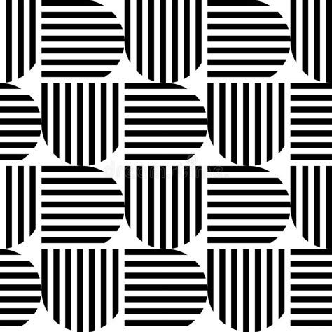 Black And White Geometric Stripe Seamless Pattern Abstract Background Stock Vector