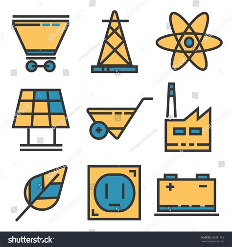 Industry Construction Engineer Icon Set Illustration Stock Vector