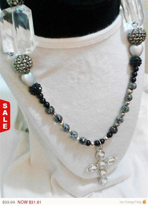 Sale Cross Necklace Beaded Cross Necklace By Angrykittyonline Stone