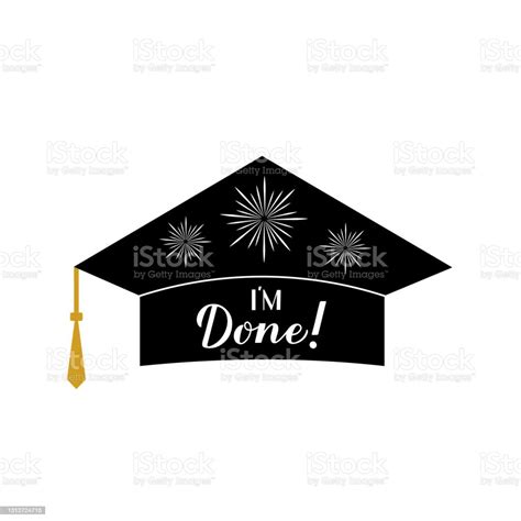나는 졸업 모자에 편지를 완료했습니다 졸업생 서명 축하합니다 인사말 카드 배너 스티커 라벨 티셔츠 등을 위한 벡터 템플릿을 쉽게 편집할 수 있습니다 T 셔츠에 대한 스톡