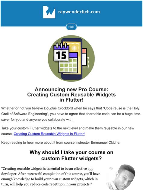 Ray Wenderlich Announcing New Course Creating Custom Reusable Widgets