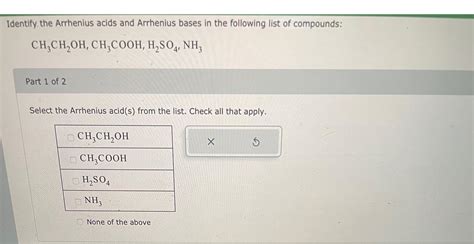 Solved Identify The Arrhenius Acids And Arrhenius Bases In