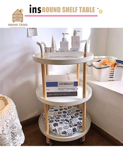 ชั้นวางของแบบล้อเลื่อน 3 ชั้นทรงกลม มินิมอล Minimal งานเกาหลี รุ่น Korea 3 Layer Shelf