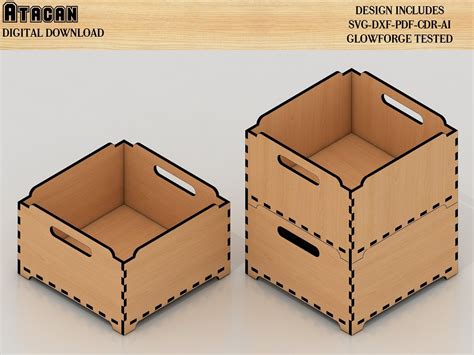 Stackable Box Laser Cut Files Svg Laser Cut Files Glowforge Laser Cu