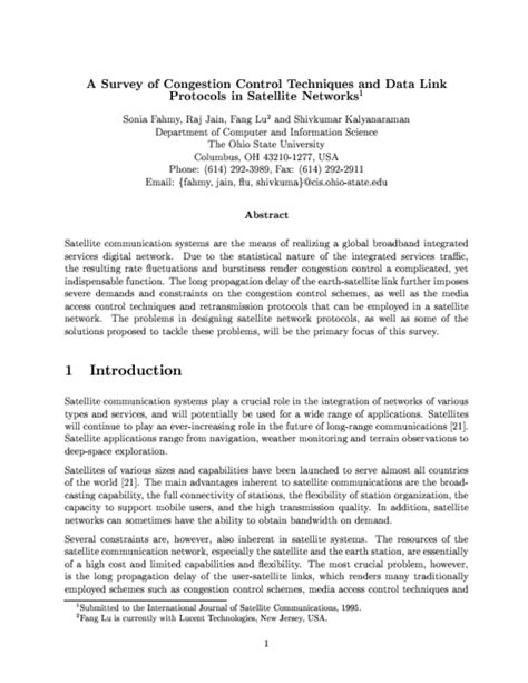 Pdf A Survey Of Congestion Control Techniques And Data Link Protocols In Satellite Networks