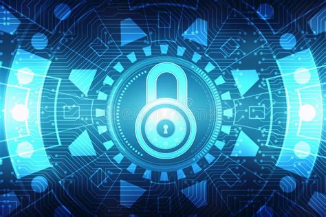 Security Concept Lock On Digital Screen Cyber Security Concept Background Stock Illustration