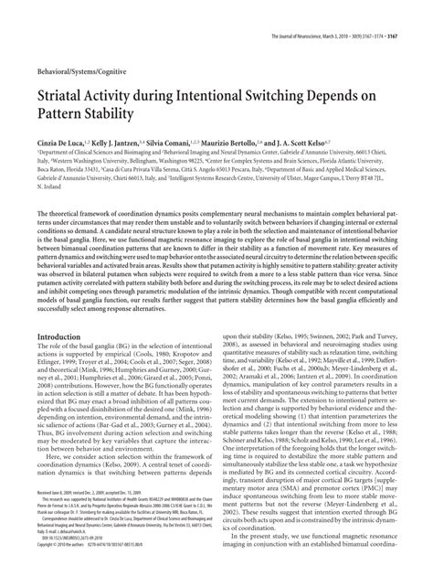 Pdf Intentional Switching Between Patterns Of Bimanual Coordination Depends On The Intrinsic