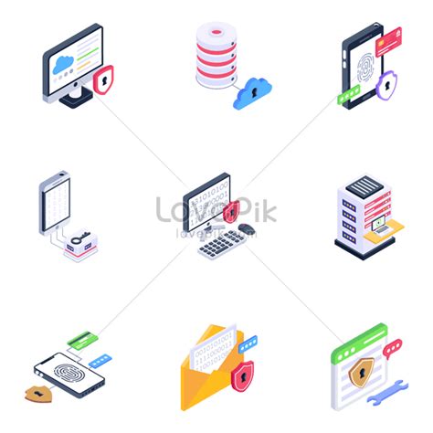 Set Of Data Security Isometric Icons Graphics Imagepicture Free