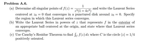 solved problem a 6 a determine all singular points of f z