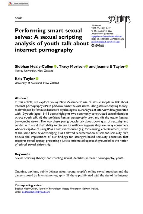 PDF Performing Smart Sexual Selves A Sexual Scripting Analysis Of Youth Talk About Internet