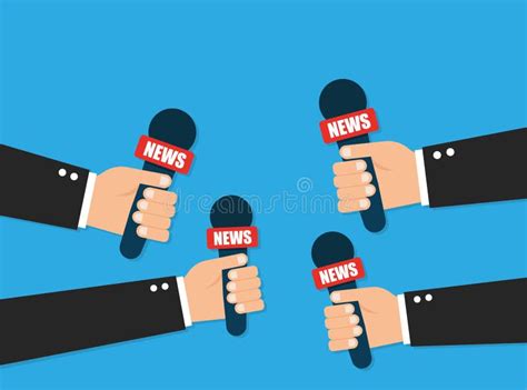 Journalism Concept Hands Holding Microphones Stock Vector