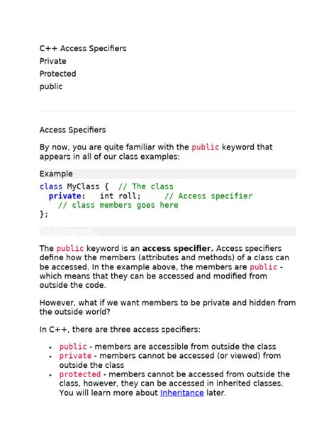 Access Specifier Pdf