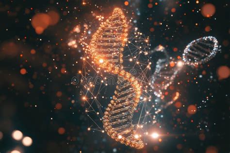 Glowing Dna Double Helix Surrounded By Molecular Connections In A Beautiful Abstract