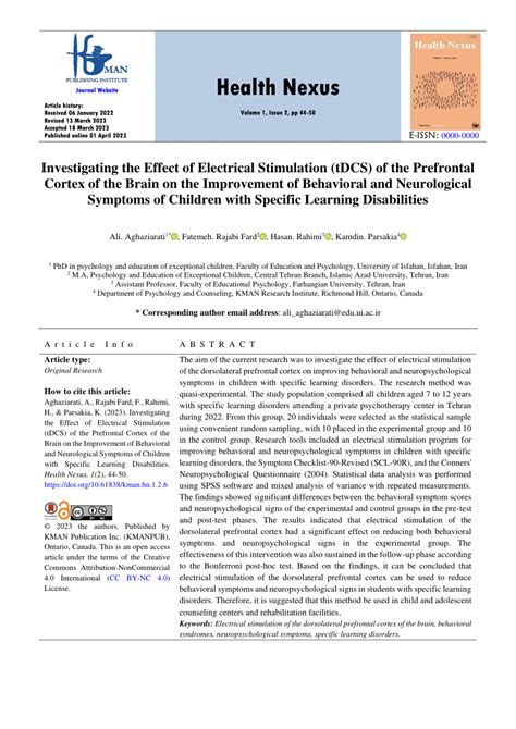 Pdf Investigating The Effect Of Electrical Stimulation Tdcs Of The Prefrontal Cortex Of The