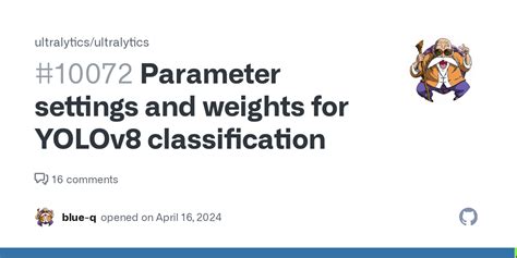 Parameter Settings And Weights For Yolov8 Classification · Issue 10072