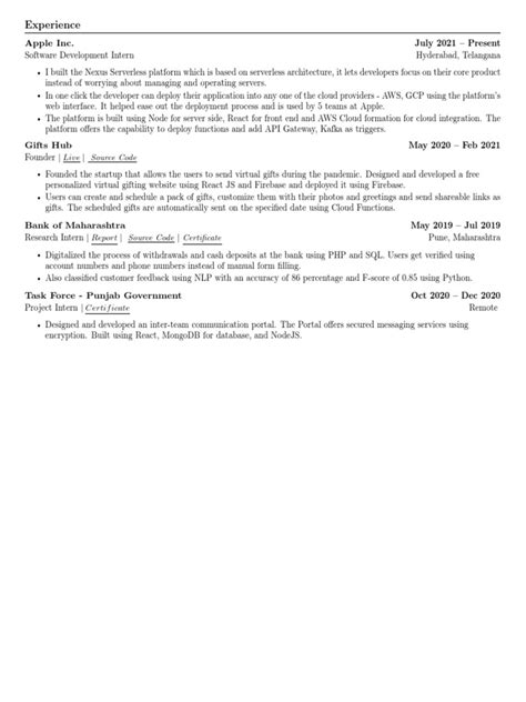 Jake S Resume Anonymous Copy Experience Pdf Cloud Computing World Wide Web