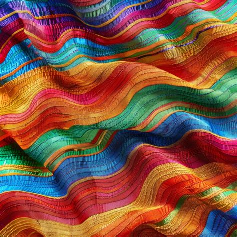 Colorful Textile Background Vivid Wave Fabric Textured Pattern Ethnic Wavy Textile Copy Space