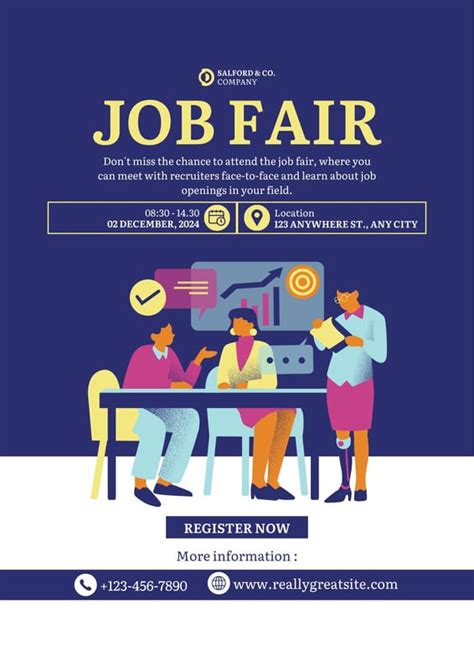 Free Printable Job Fair Poster Template Canva