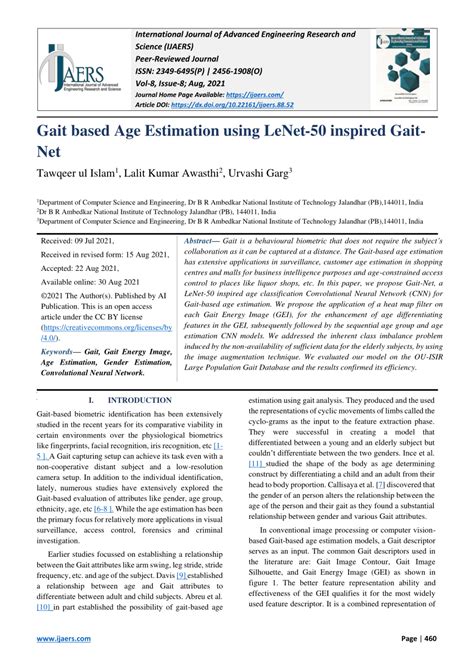 Pdf Gait Based Age Estimation Using Lenet 50 Inspired Gait Net