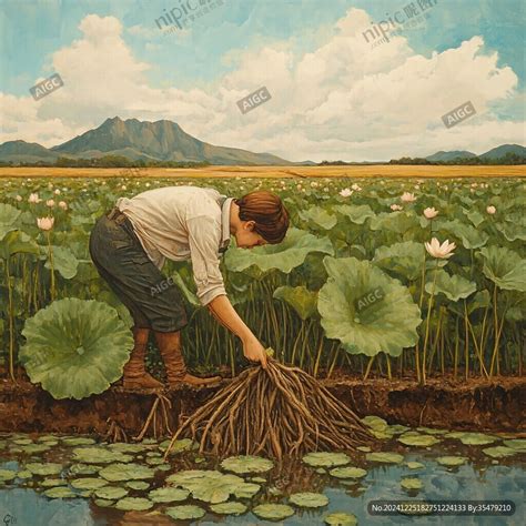 Ai创作图采菱手绘无框画背景 采摘莲藕插画 藕种劳动 采菱雕刻 采荷的女孩 采荷花的农家女孩 人物劳作场景画 采莲的姑娘 写实油画荷花 手绘采莲藕 挖菜插画 挖藕的人 打理荷塘 人物风景花卉
