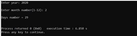 C Program To Find Number Of Days In A Month Aticleworld