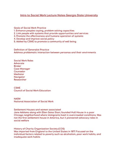 Intro To Social Work Lecture Notes Georgia State University Was Not