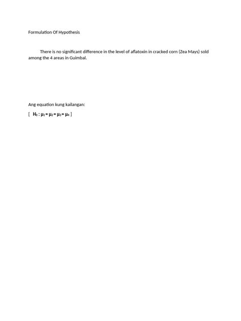 Formulation Of Hypothesis Research Pdf