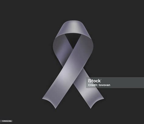 뇌암 인식의 달 기호입니다 회색 리본은 검은색 배경에 분리되어 있다 3차원 형태에 대한 스톡 벡터 아트 및 기타 이미지 3차원 형태 개념 개념과 주제 Istock