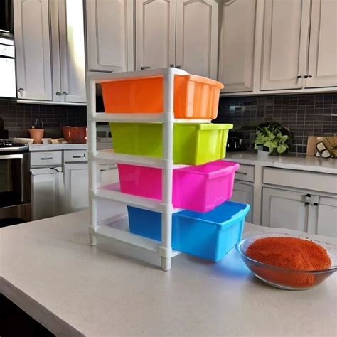 Polished Plastic Multi Purpose Modular Drawer Storage 4 Drawers Free