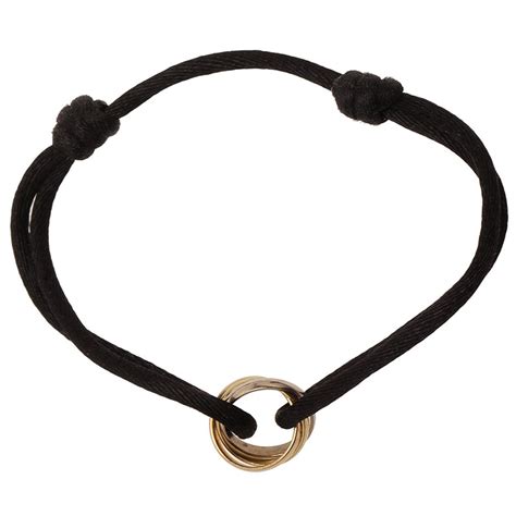 Cartier Trinity Three Tone Gold Black String Bracelet Cartier Tlc